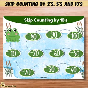 Frog Skip Counting Activity | Busy Book Math Printable | Count by 2s ...