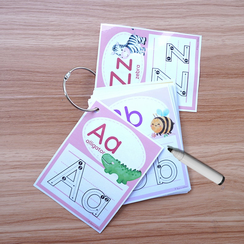 Alphabet Tracing Flashcards Uppercase and Lowercase Letter - Etsy