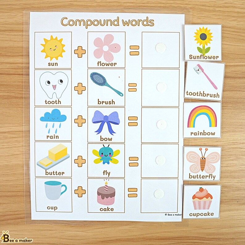Compound Words Busy Book Printable Pages, Toddler, Preschool ...