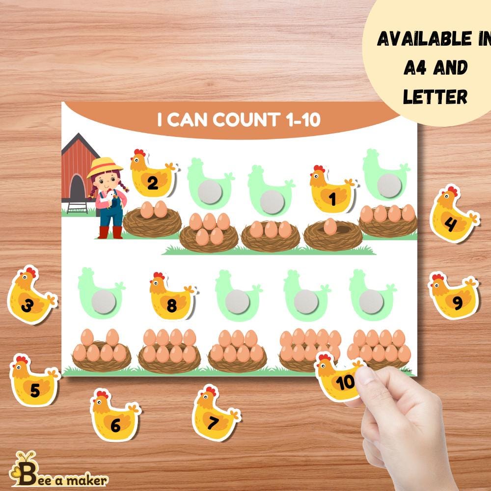 Farm-themed Counting 1–10 Busy Book Printable | Preschool Math Activity ...