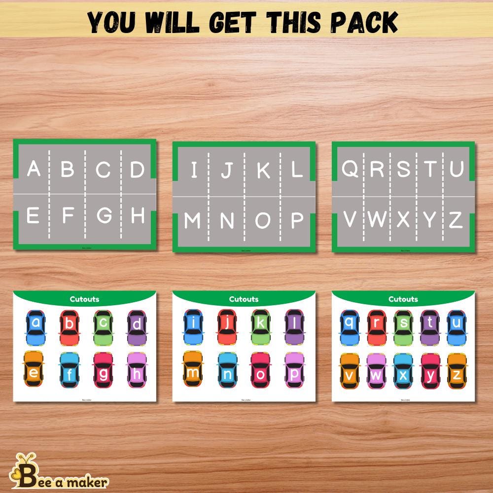 Alphabet Car Parking Activity Page, Busy Book Page for Toddlers ...