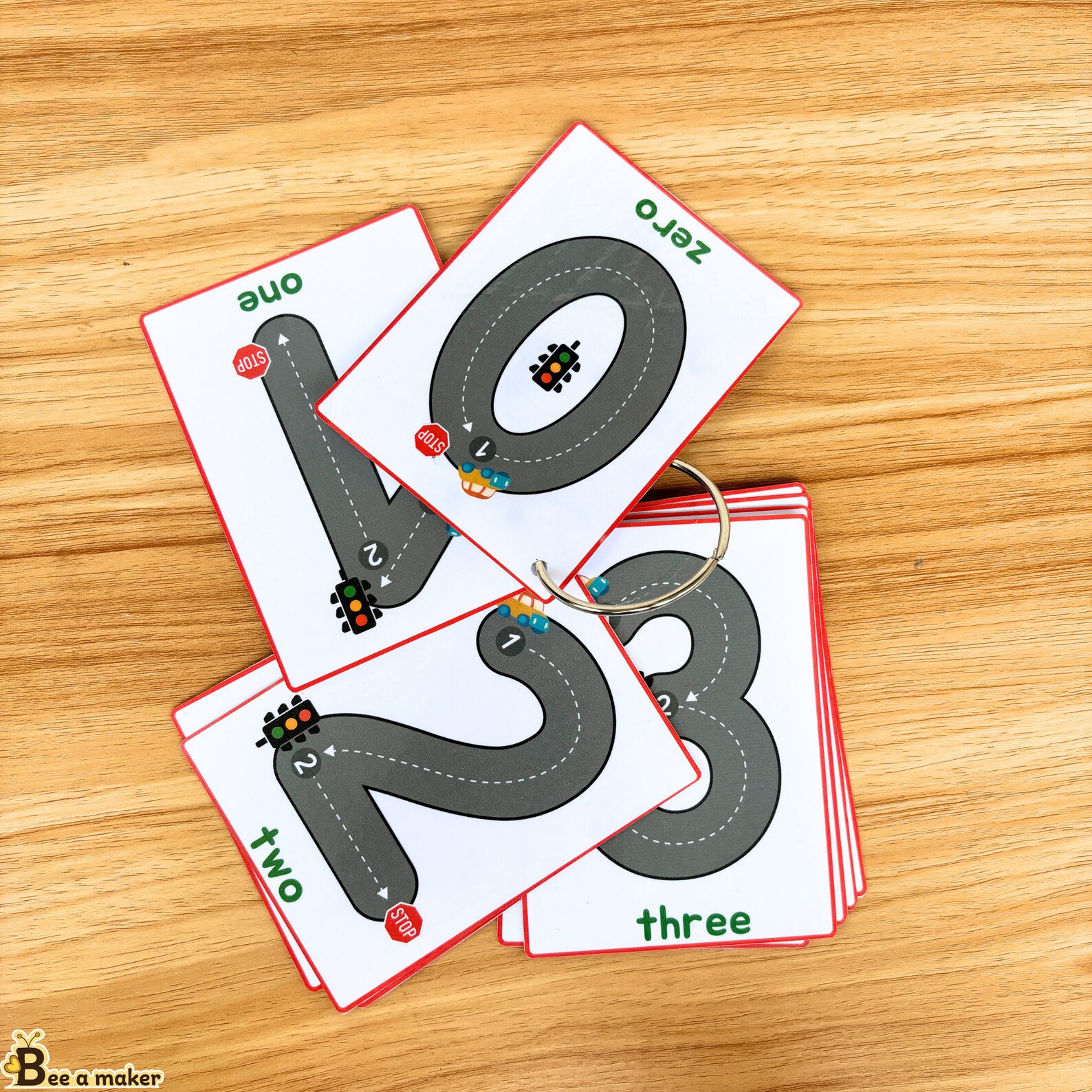 Number Tracing Flashcards, Cars Roads Printable, Montessori Homeschool ...