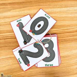 Number Tracing Flashcards, Cars Roads Printable, Montessori Homeschool ...