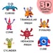 3D Monster Geometric Shapes STEM Activity - Etsy