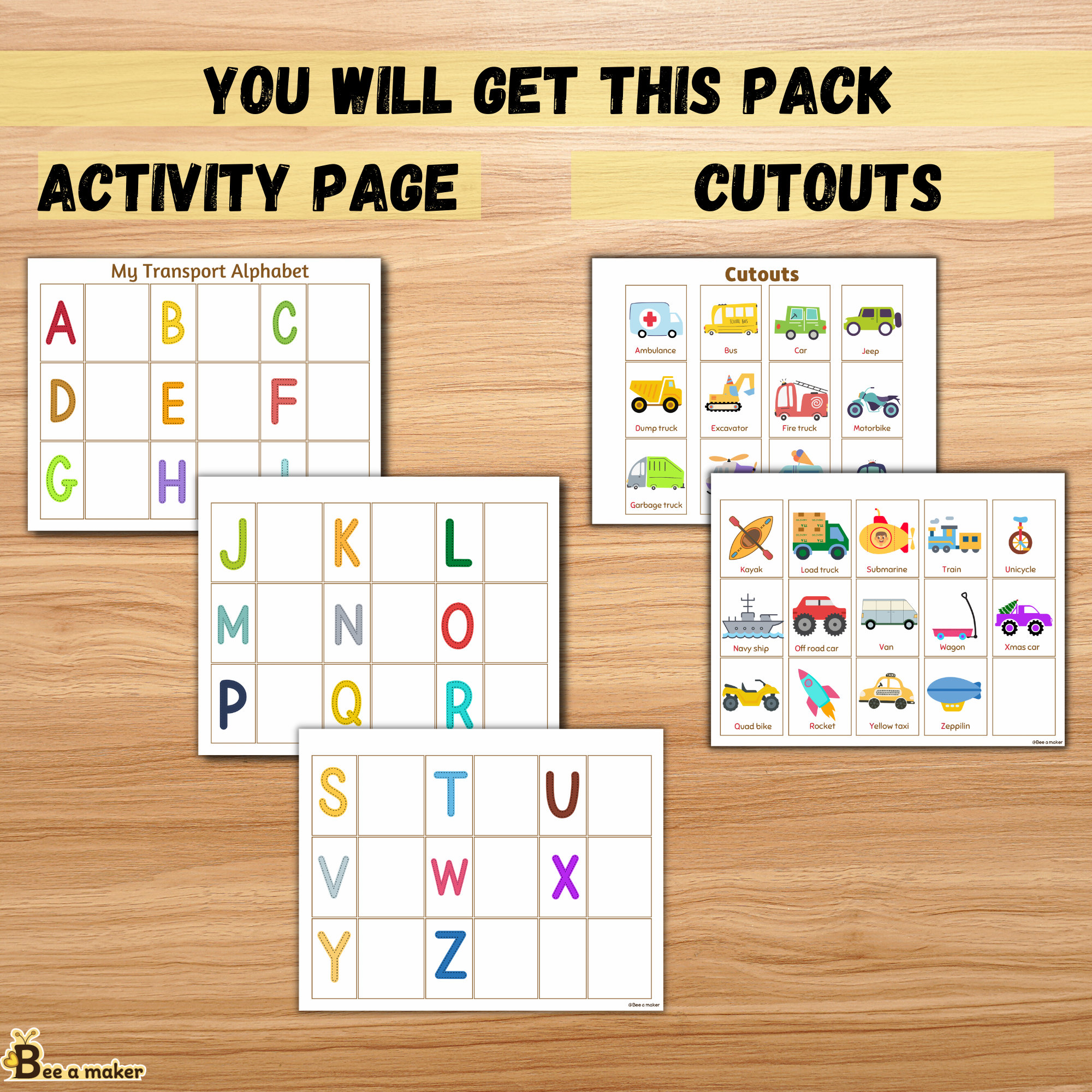 Transport Alphabet Printable Pdf Download Busy Book Pages, Vehicle ...