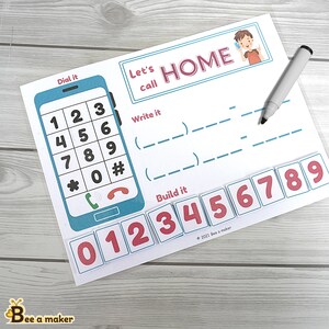 Phone Number Printable Busy Book Page, All About Me Pdf Page, Toddler ...