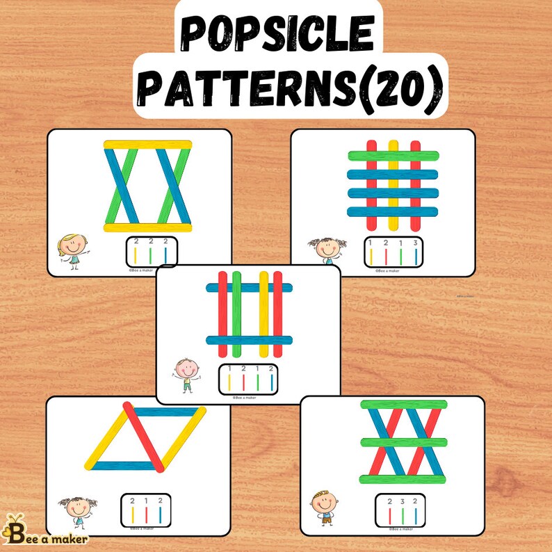 Popsicle Stick Flash Card Bundle(shapes, Alphabet, Numbers, Pattern and ...