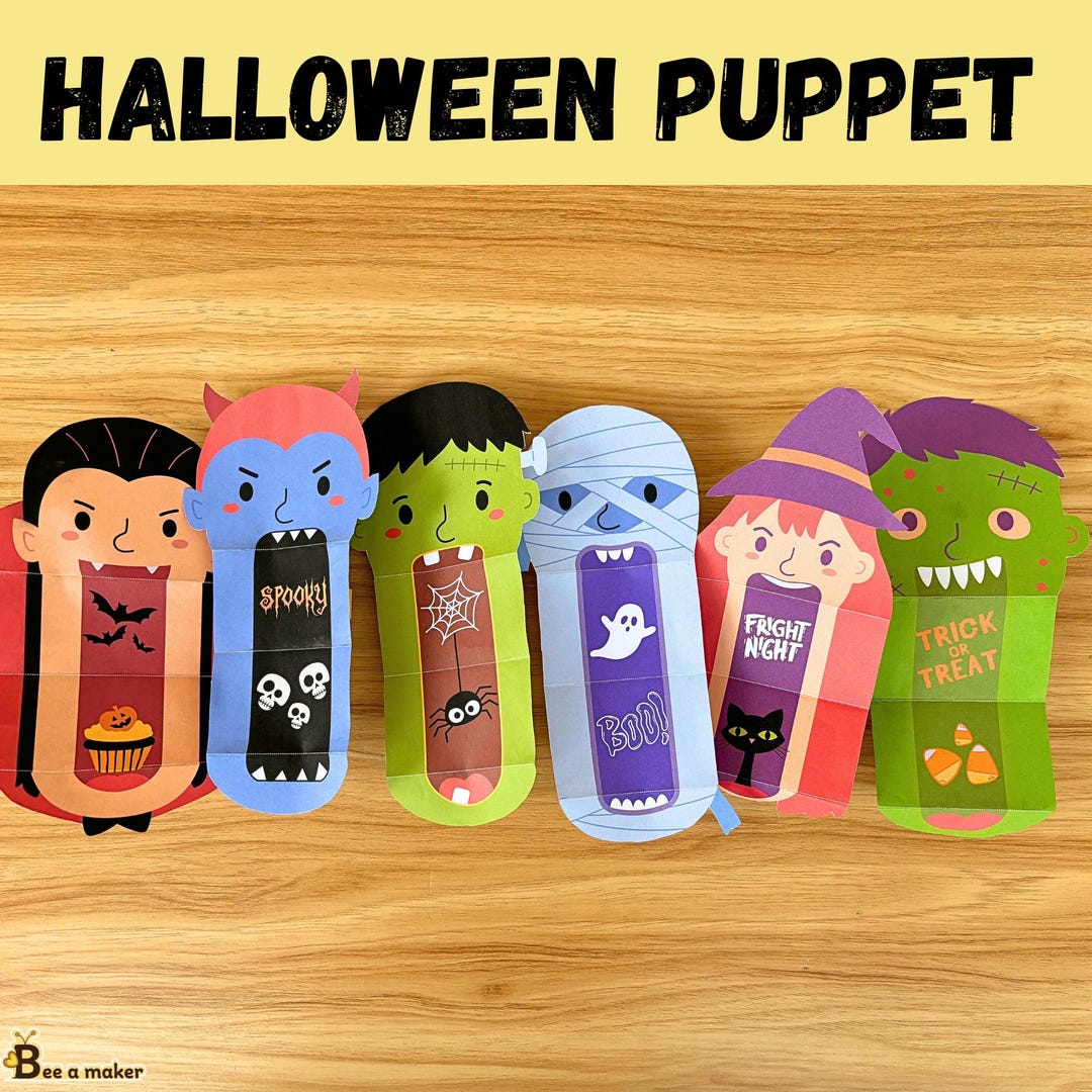 Halloween Activity for Kids, Printable Hand Puppets for Halloween ...
