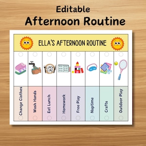 Kids Routine Flip Chart Editable Printable, Morning, Afternoon, Evening ...
