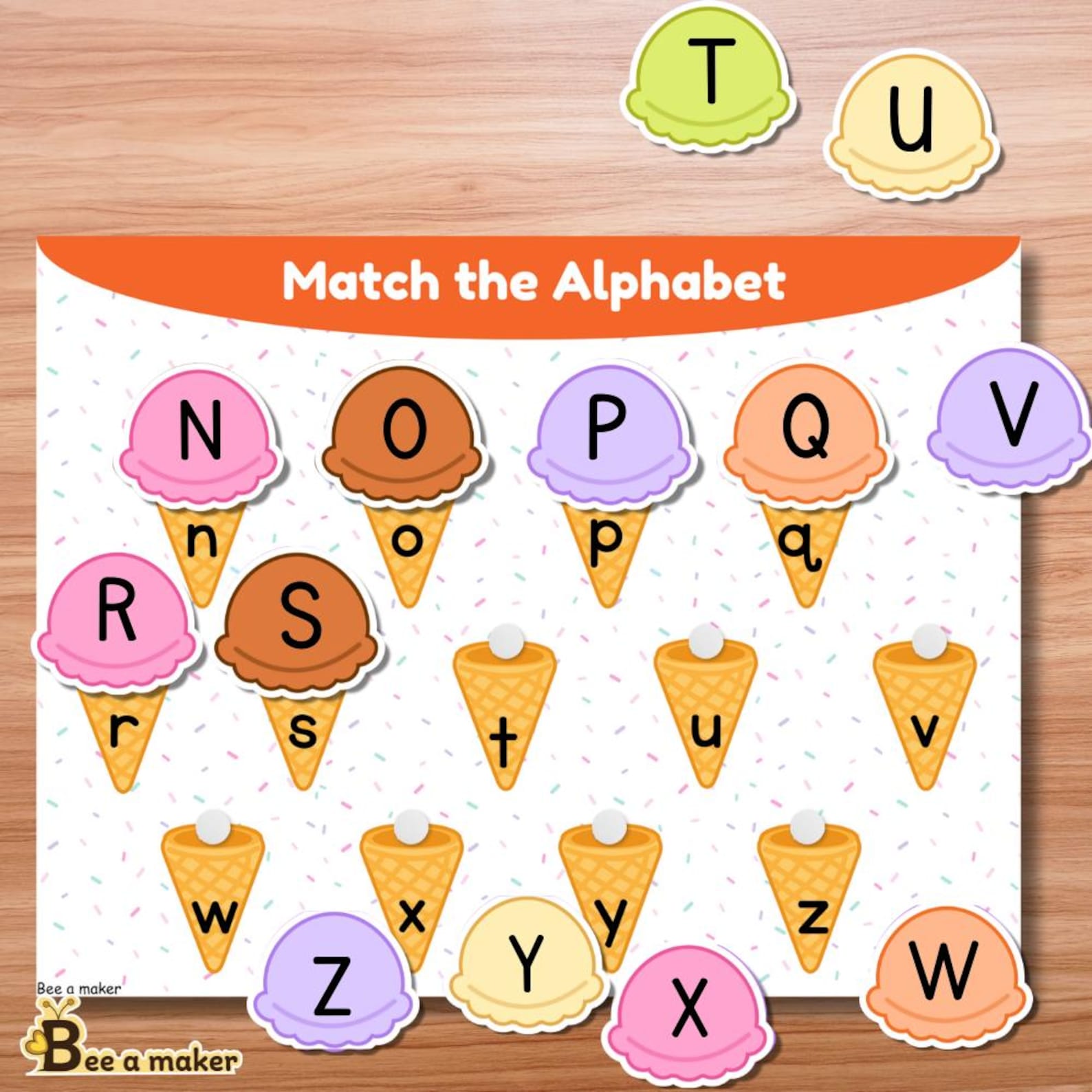 Alphabet Ice Cream Matching Game | Uppercase & Lowercase Letter Match ...