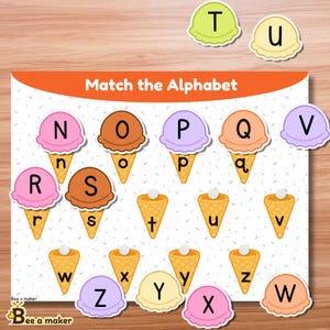 Alphabet Ice Cream Matching Game | Uppercase & Lowercase Letter Match ...