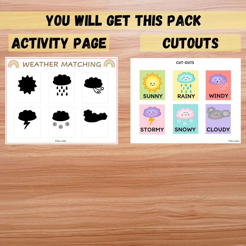 Weather Matching Busy Book Printable Pdf Page Toddler - Etsy