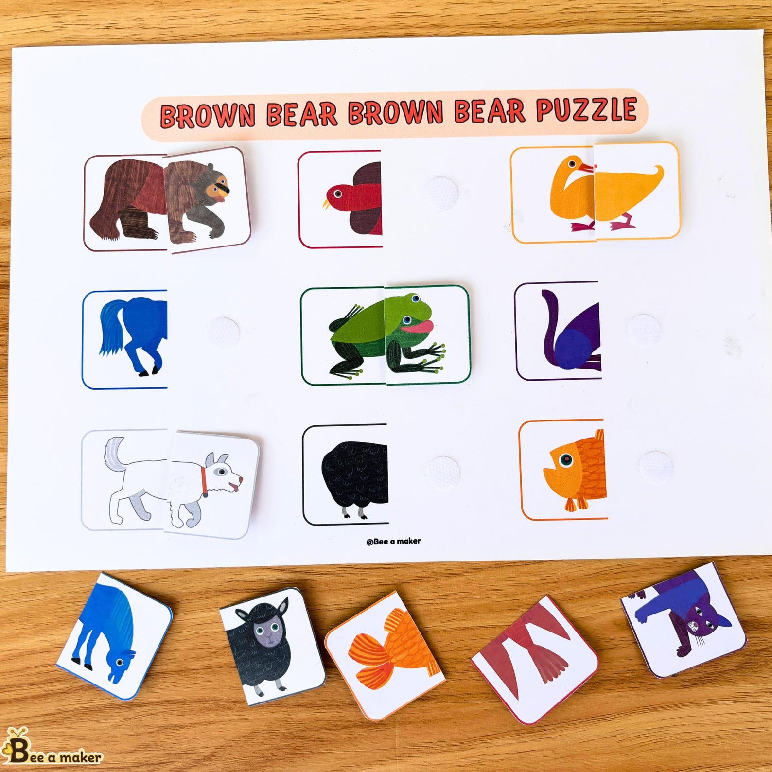 Brown Bear Brown Bear Puzzle Activity, Inspired From Eric Carle - Etsy