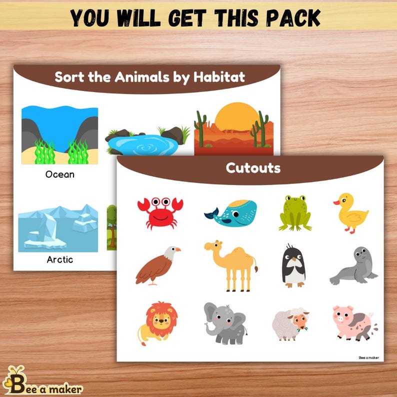 Animal Habitat Sorting Busy Book Page | Sort Animals by Habitat ...
