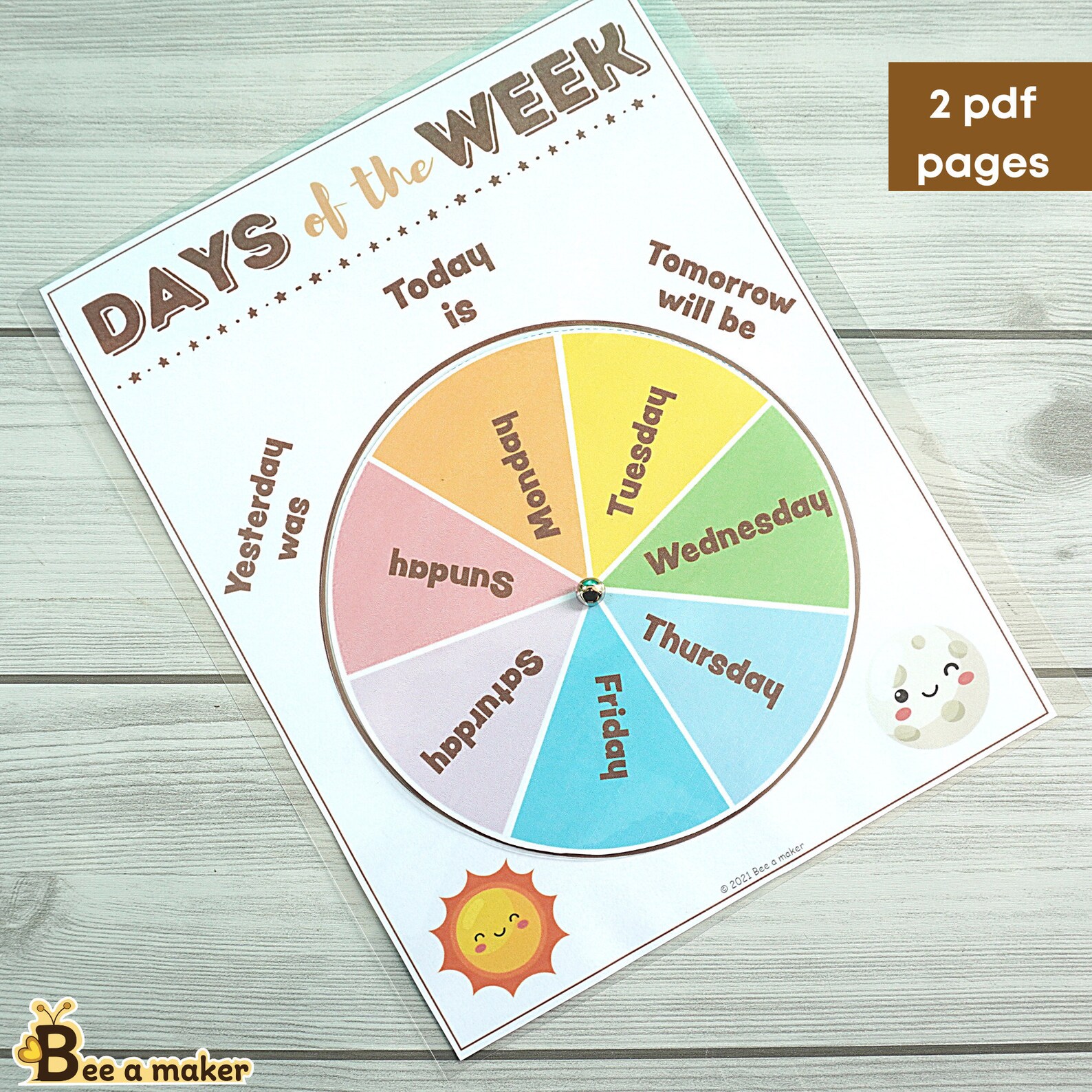 Days of the Week Wheel Printable Busy Book Page for Circle Time ...