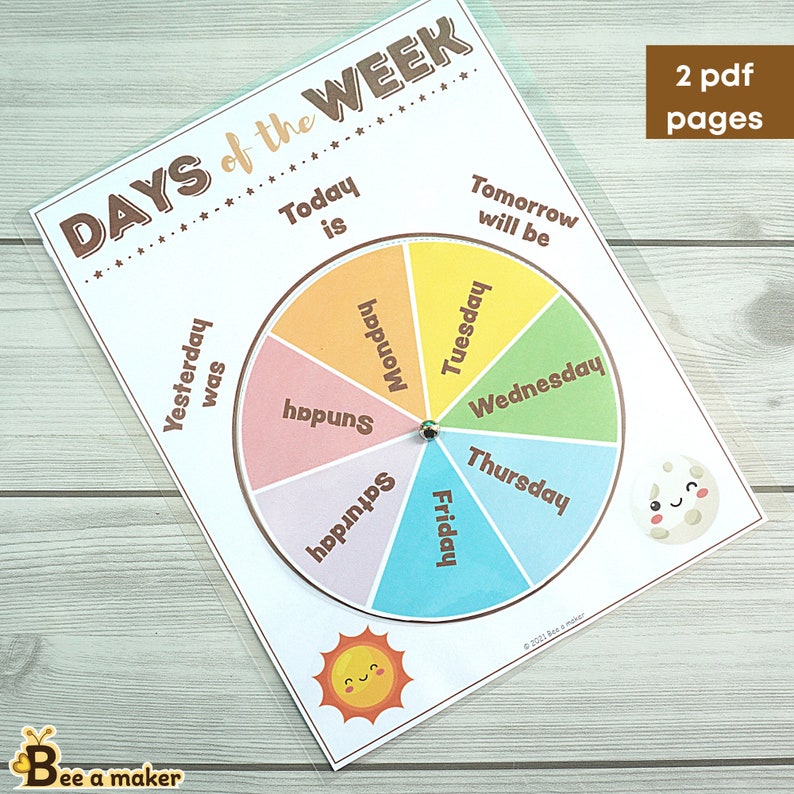Days of the Week Wheel Printable Busy Book Page for Circle Time ...