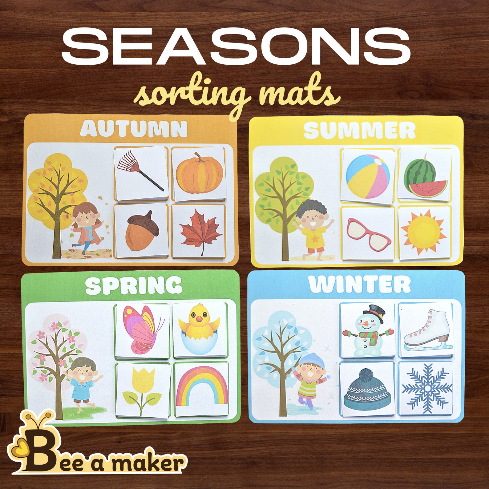 Four Seasons Sorting Mats for Toddlers, Preschool, Homeschool - Etsy