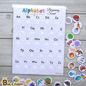 Alphabet Beginning Sounds Busy Book Printable Pdf Page, Preschool ...