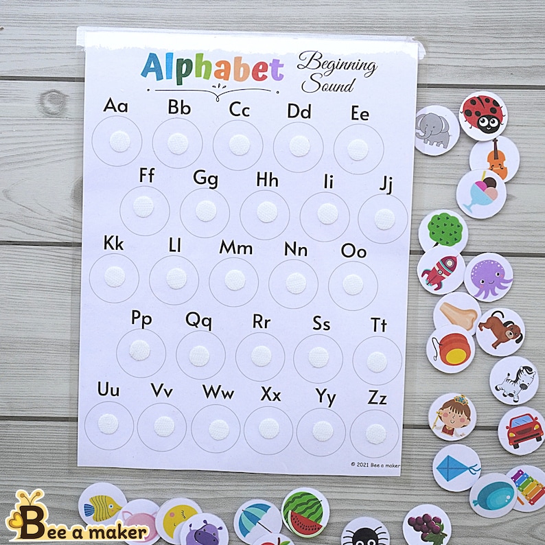 Alphabet Beginning Sounds Busy Book Printable Pdf Page, Preschool ...