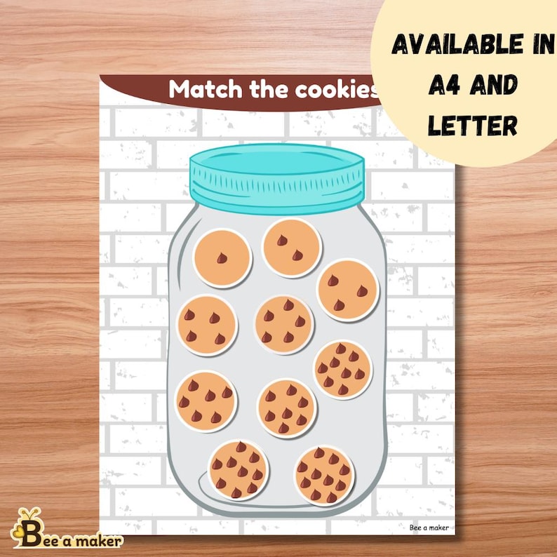 Cookie Matching Busy Book Page | Number Recognition Printable for ...