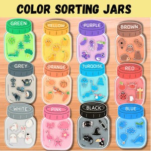Color Matching Activity for Kids, Sorting Colors in Jars, Toddler Color ...