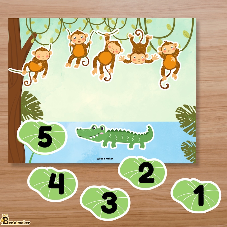Five Little Monkeys Swinging in the Tree Busy Book Page - Etsy