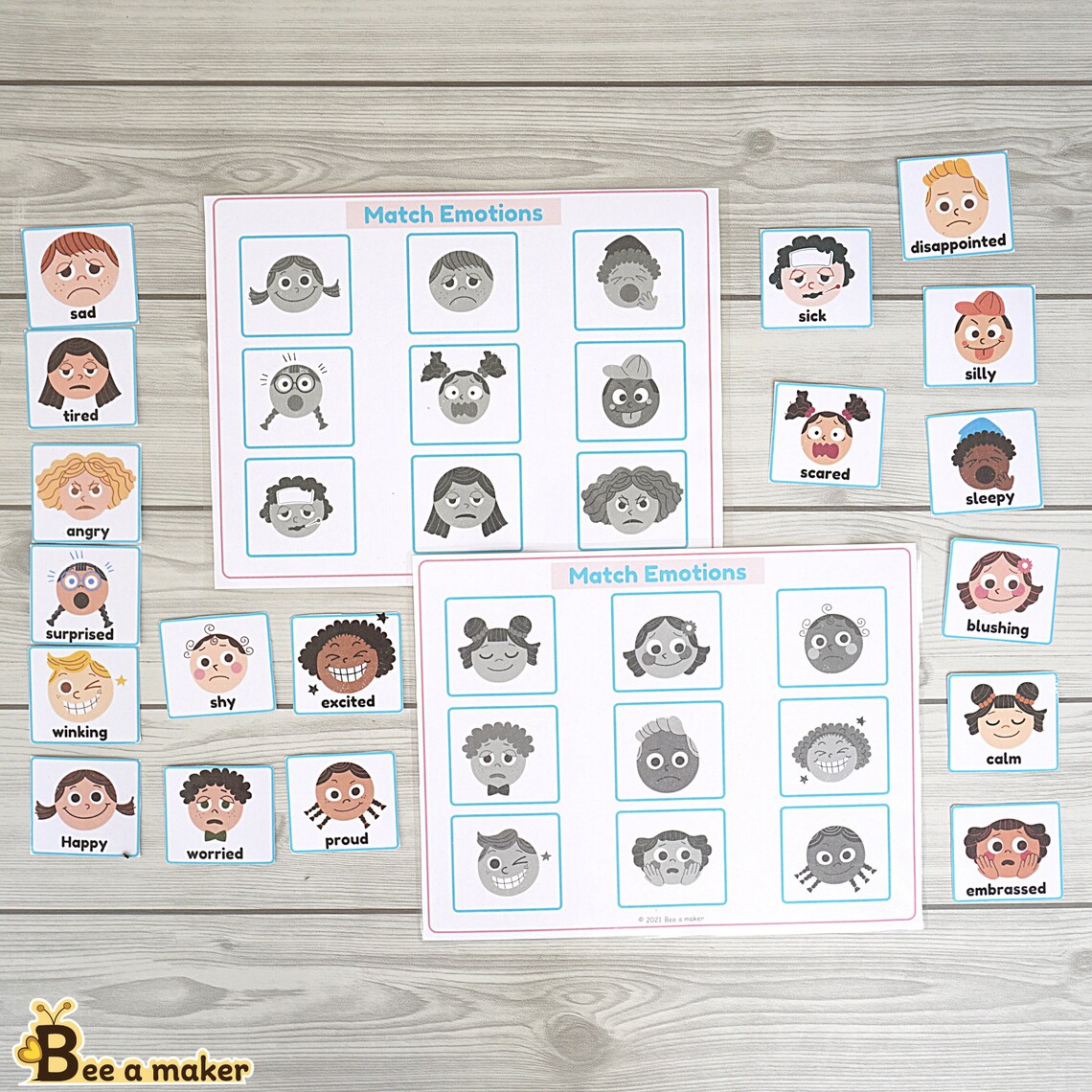 Match Emotions or Match Feelings Printable Busy Book Page - Etsy