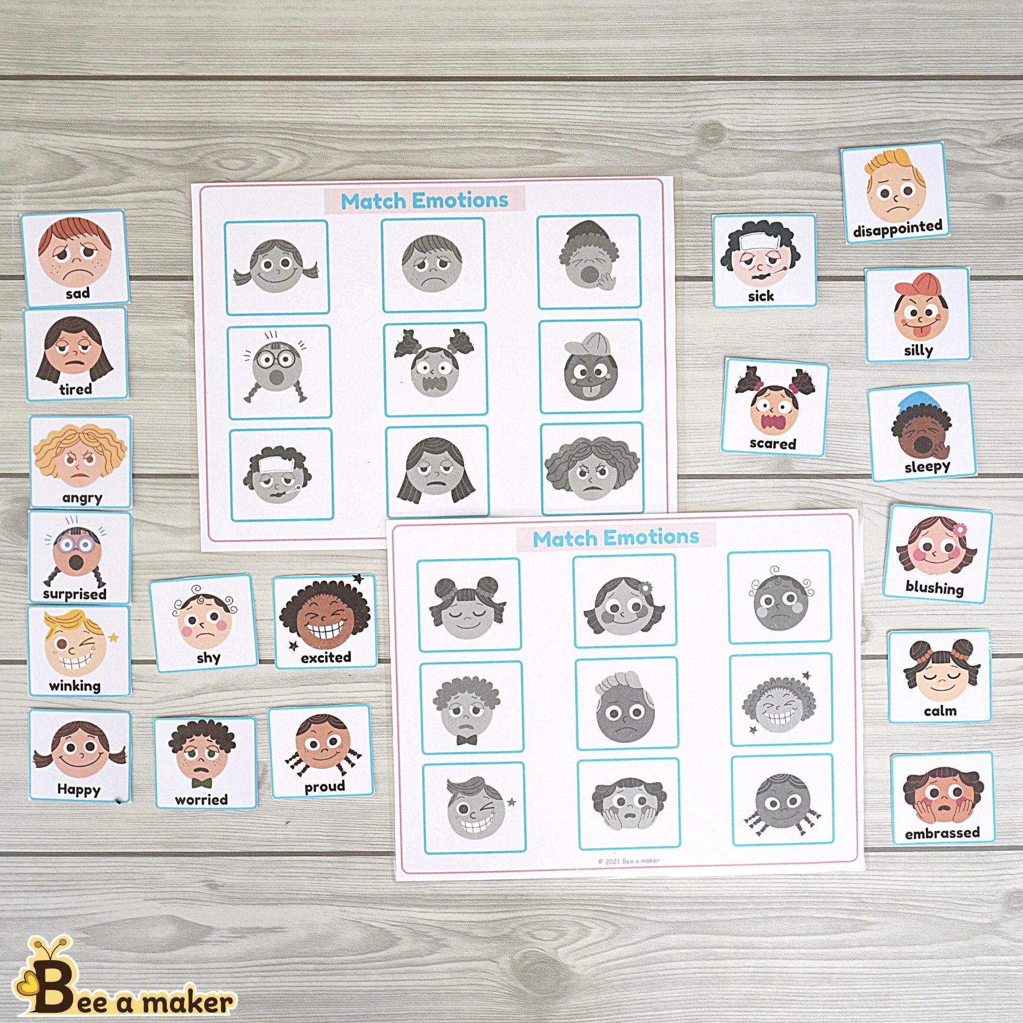 Match Emotions or Match Feelings Printable Busy Book Page - Etsy