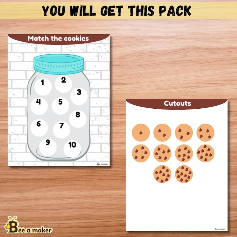 Cookie Matching Busy Book Page | Number Recognition Printable for ...