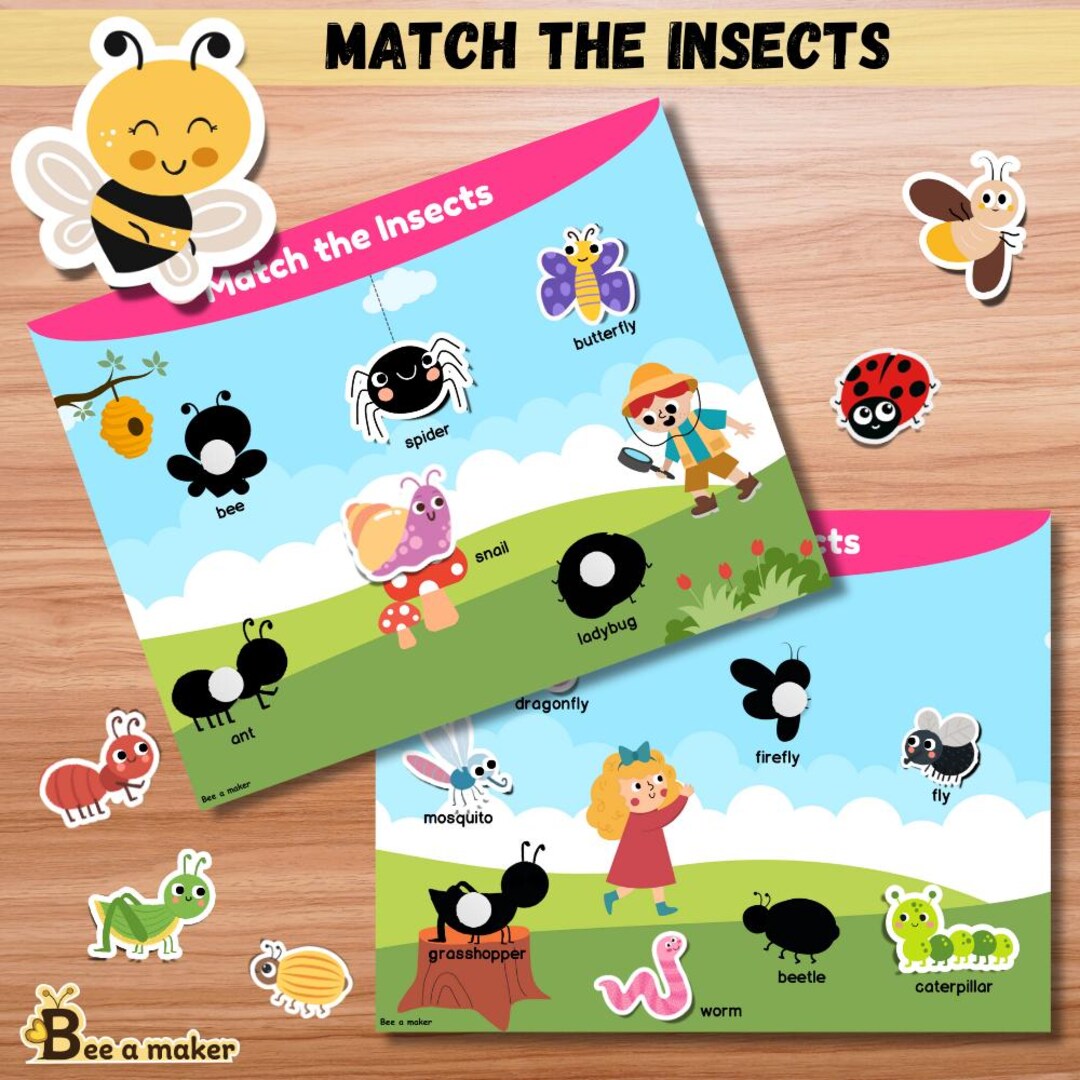Insects Matching Velcro Busy Book Page | Printable Activity for ...