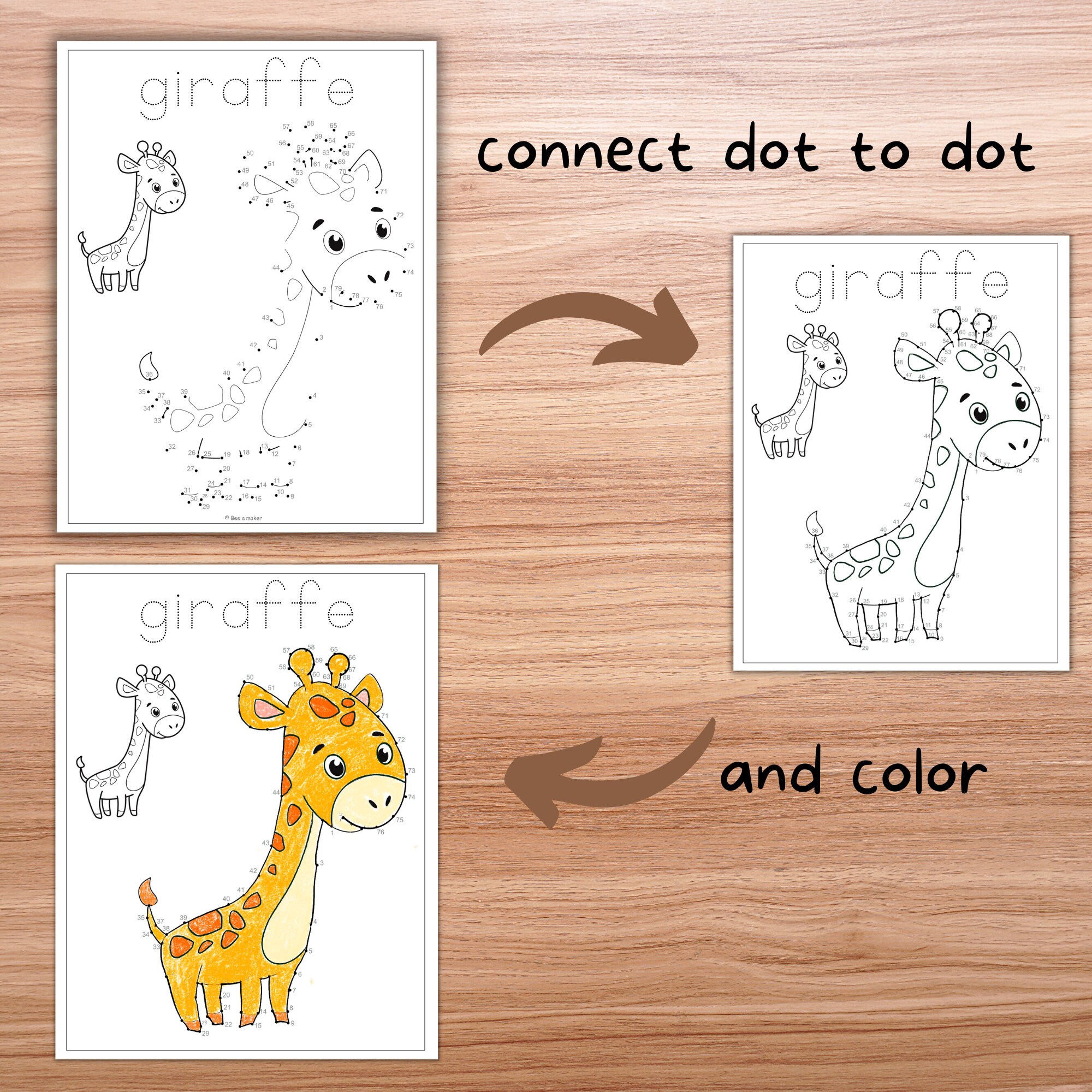 DOT TO DOT Animal Puzzle Game and Coloring Pages - Etsy