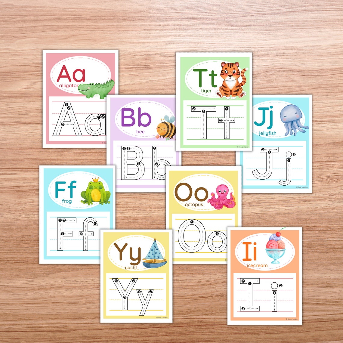 Alphabet Tracing Flashcards Uppercase and Lowercase Letter - Etsy