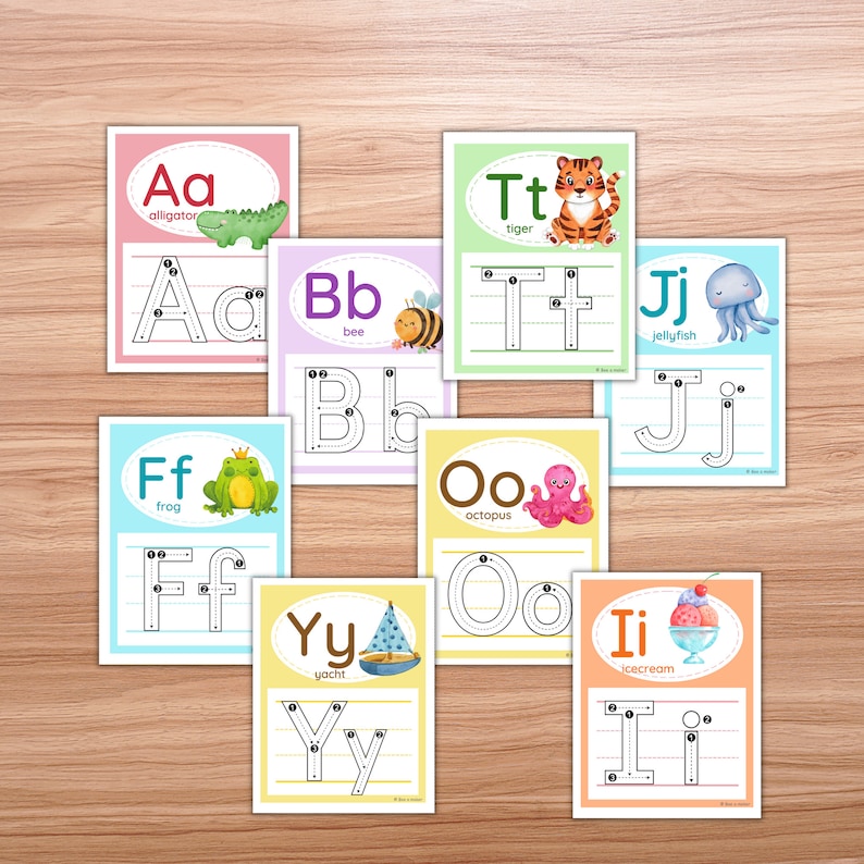 Alphabet Tracing Flashcards Uppercase and Lowercase Letter - Etsy