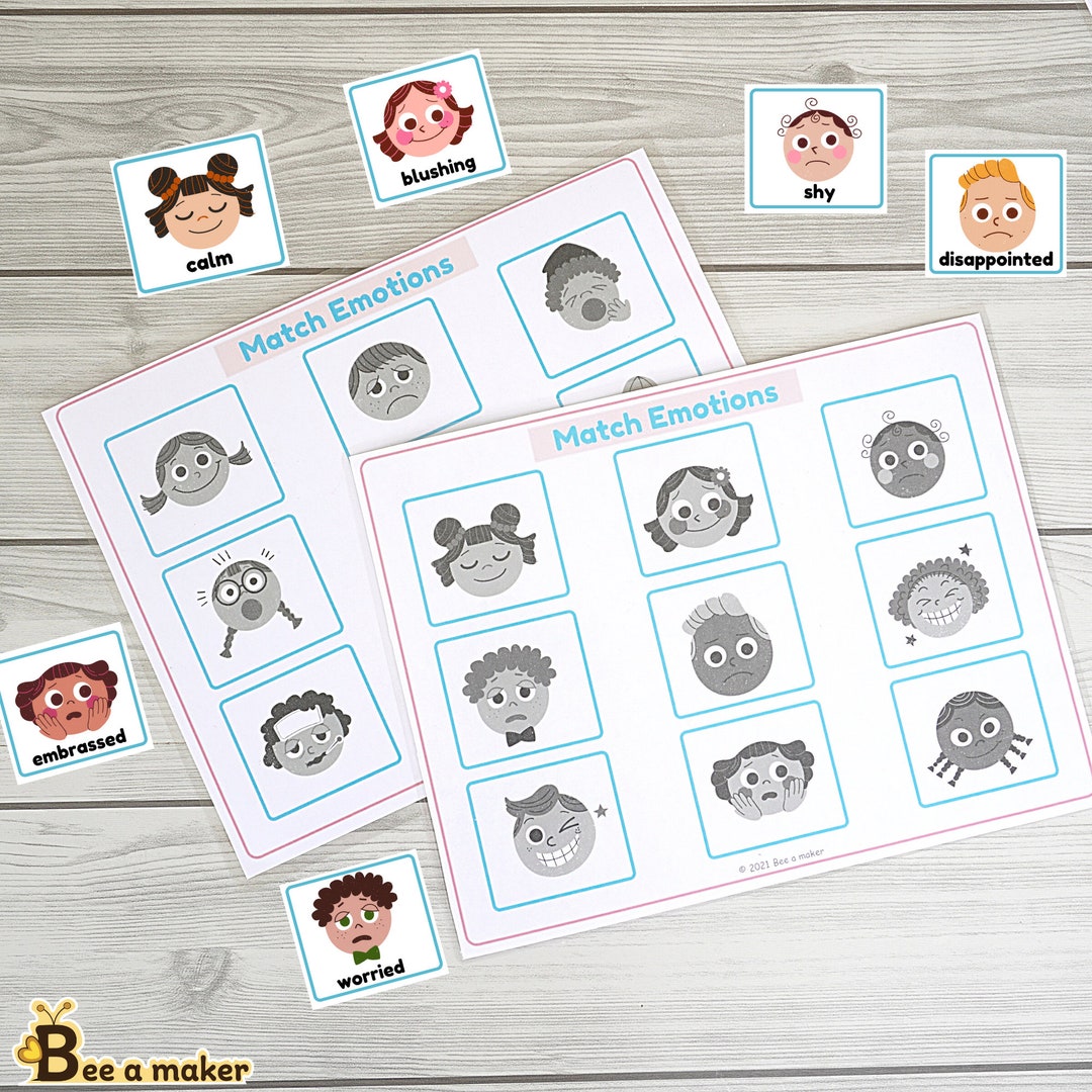 Match Emotions or Match Feelings Printable Busy Book Page - Etsy