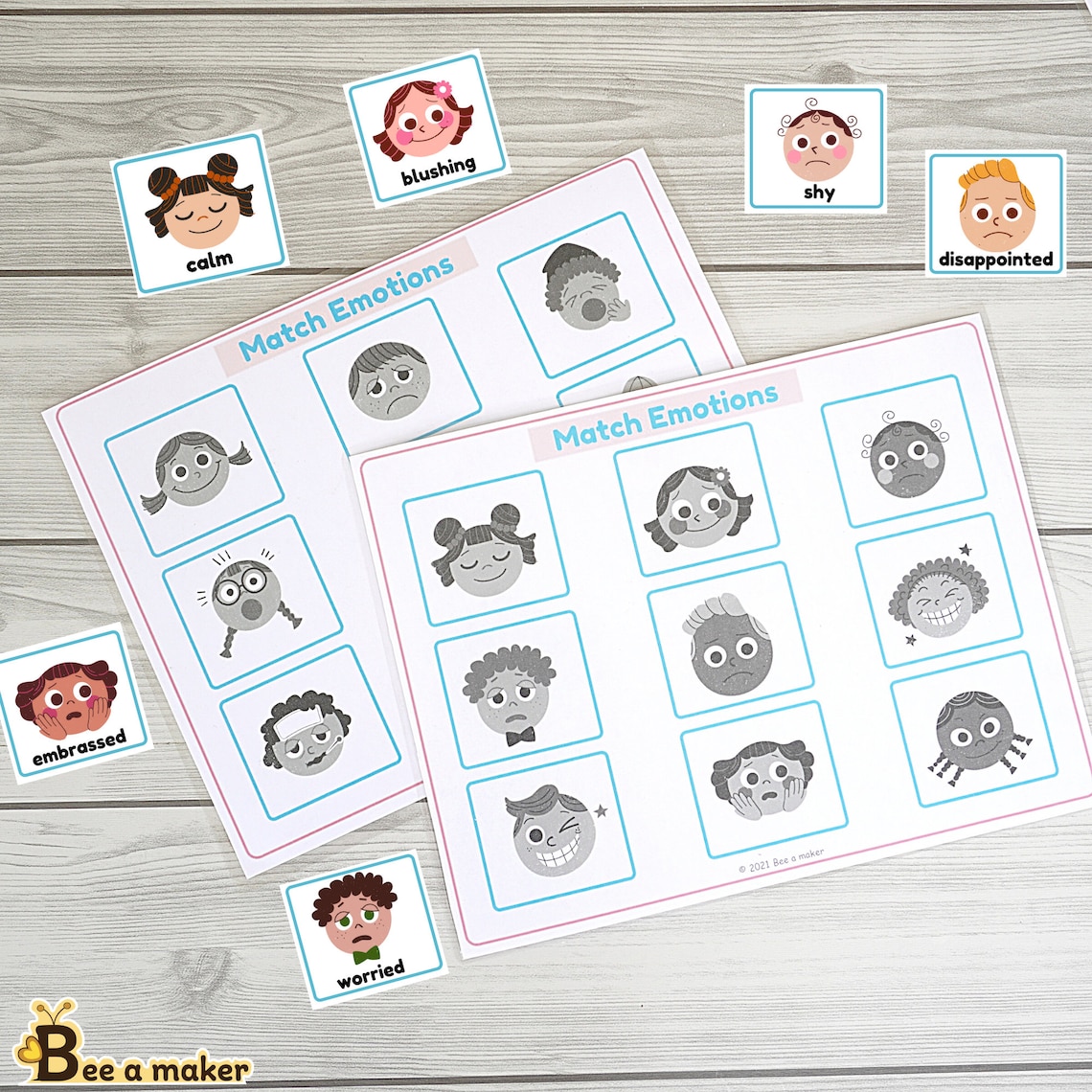 Match Emotions or Match Feelings Printable Busy Book Page - Etsy