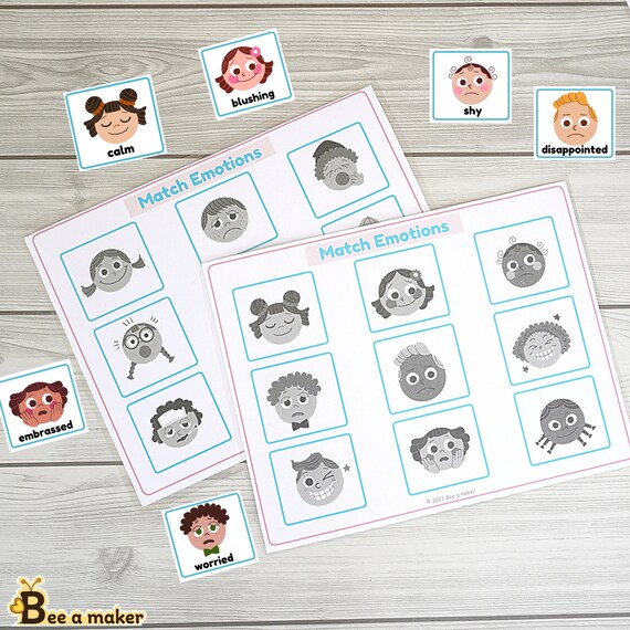Match Emotions or Match Feelings Printable Busy Book Page | Etsy