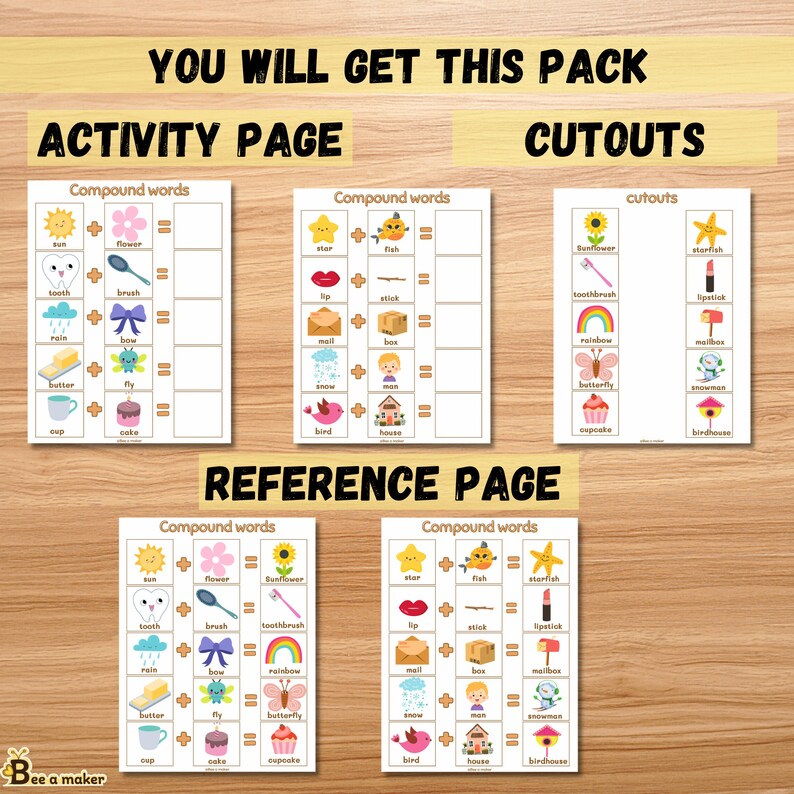 Compound Words Busy Book Printable Pages, Toddler, Preschool ...