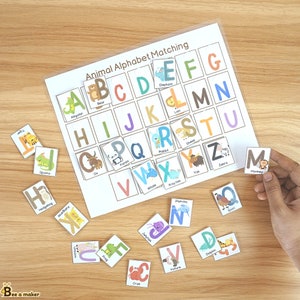 Animal Alphabet Matching Printable Busy Book Pdf Page, Toddler ...