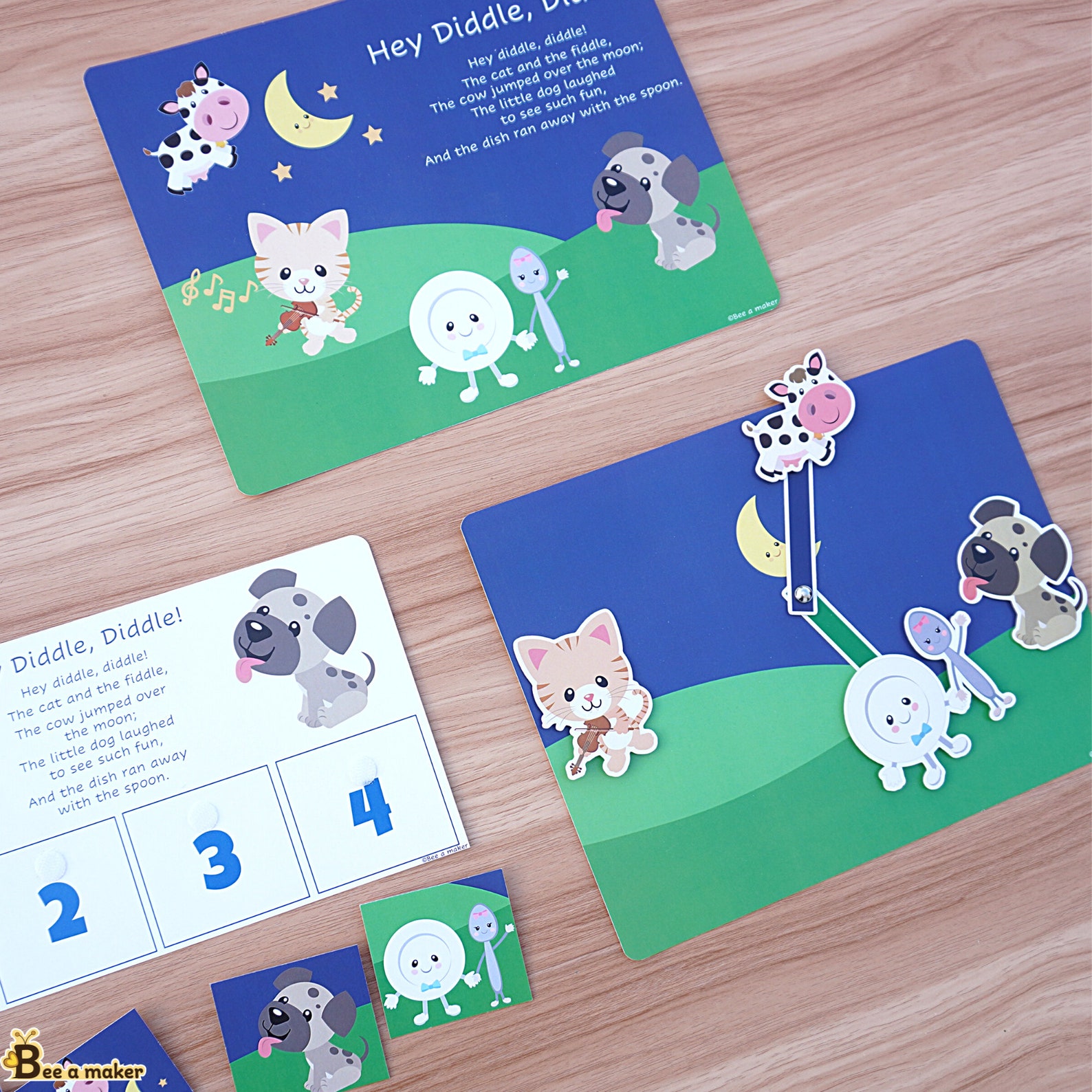 Hey Diddle Diddle, Nursery Rhyme Busy Book Printable Pdf Pages, Nursery ...