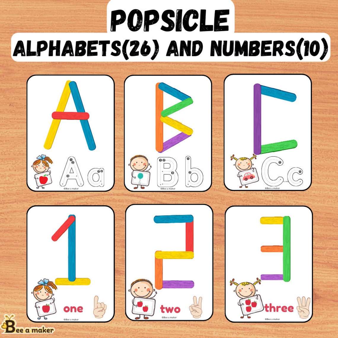 Popsicle Stick Flash Card Bundleshapes, Alphabet, Numbers, Pattern and ...