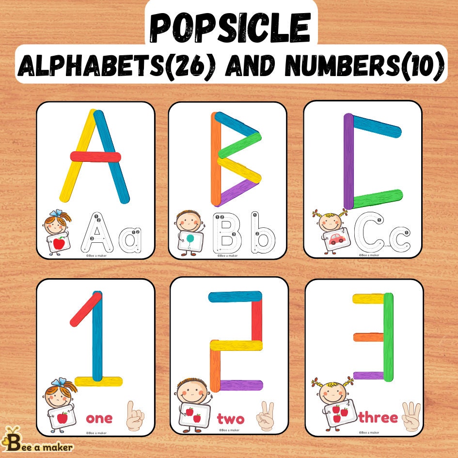 Popsicle Stick Flash Card Bundle(shapes, Alphabet, Numbers, Pattern and ...