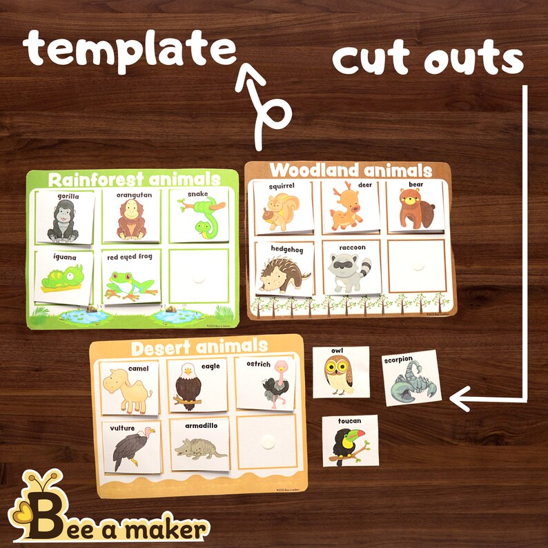 Animal Sorting Mats According to Their Habitats - Etsy