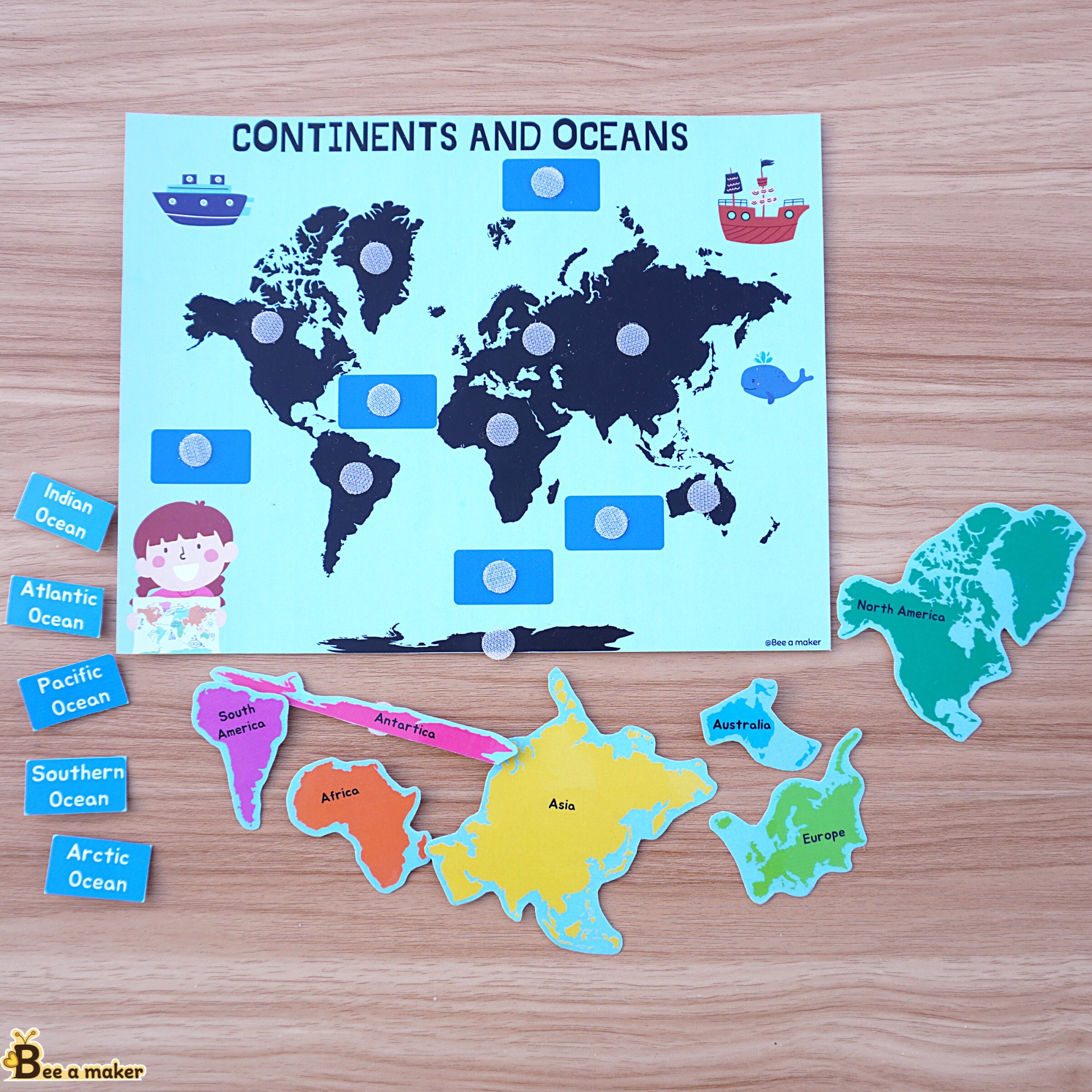 Continents, World Map - Etsy