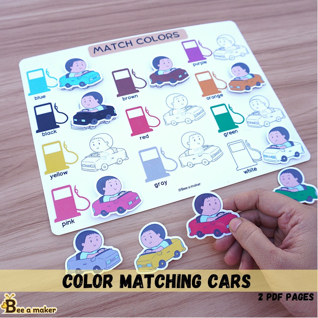 Color Matching Petrol Pump and Car Busy Book Page - Etsy