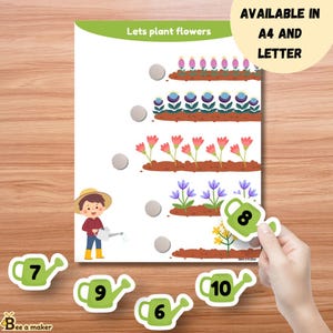 Let’s Plant Flowers Counting Activity | Montessori Busy Book Printable ...