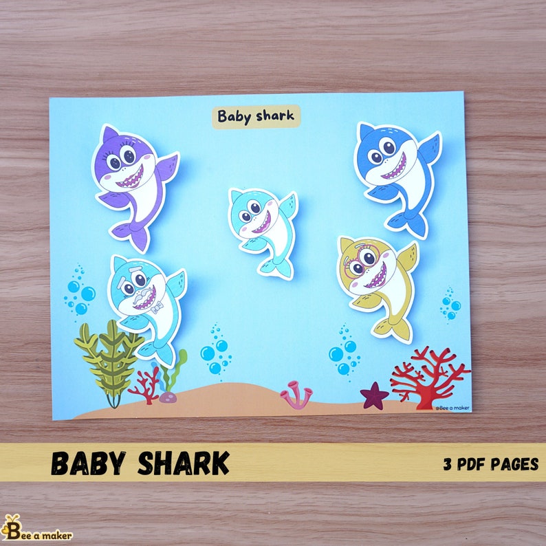 Baby Shark Nursery Rhyme Song Busy Book Printable Page, Preschool ...