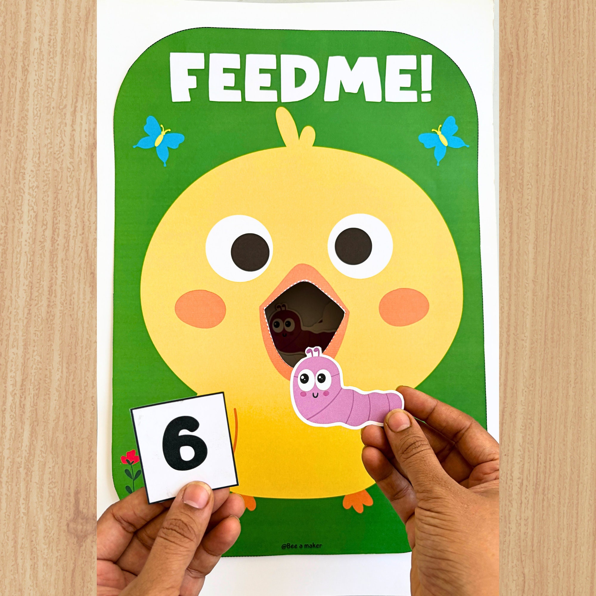 Chicken-worm Counting Flisat Insert Printable Activity or Cardboard ...