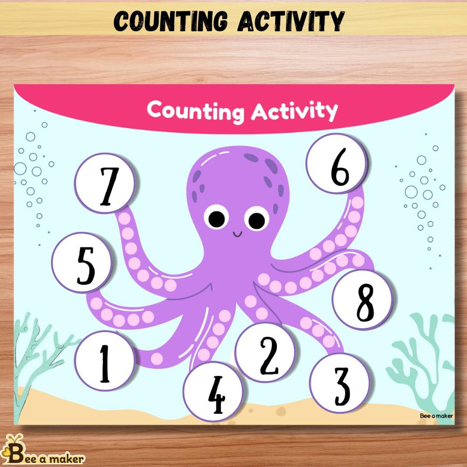 Octopus Counting Activity – Ocean Theme Busy Book Page Math Activity ...