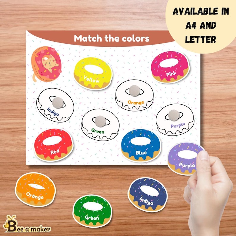 Printable Color Matching Donut Game | Busy Book Page for Toddlers ...