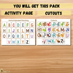 Animal Alphabet Matching Printable Busy Book Pdf Page, Toddler ...